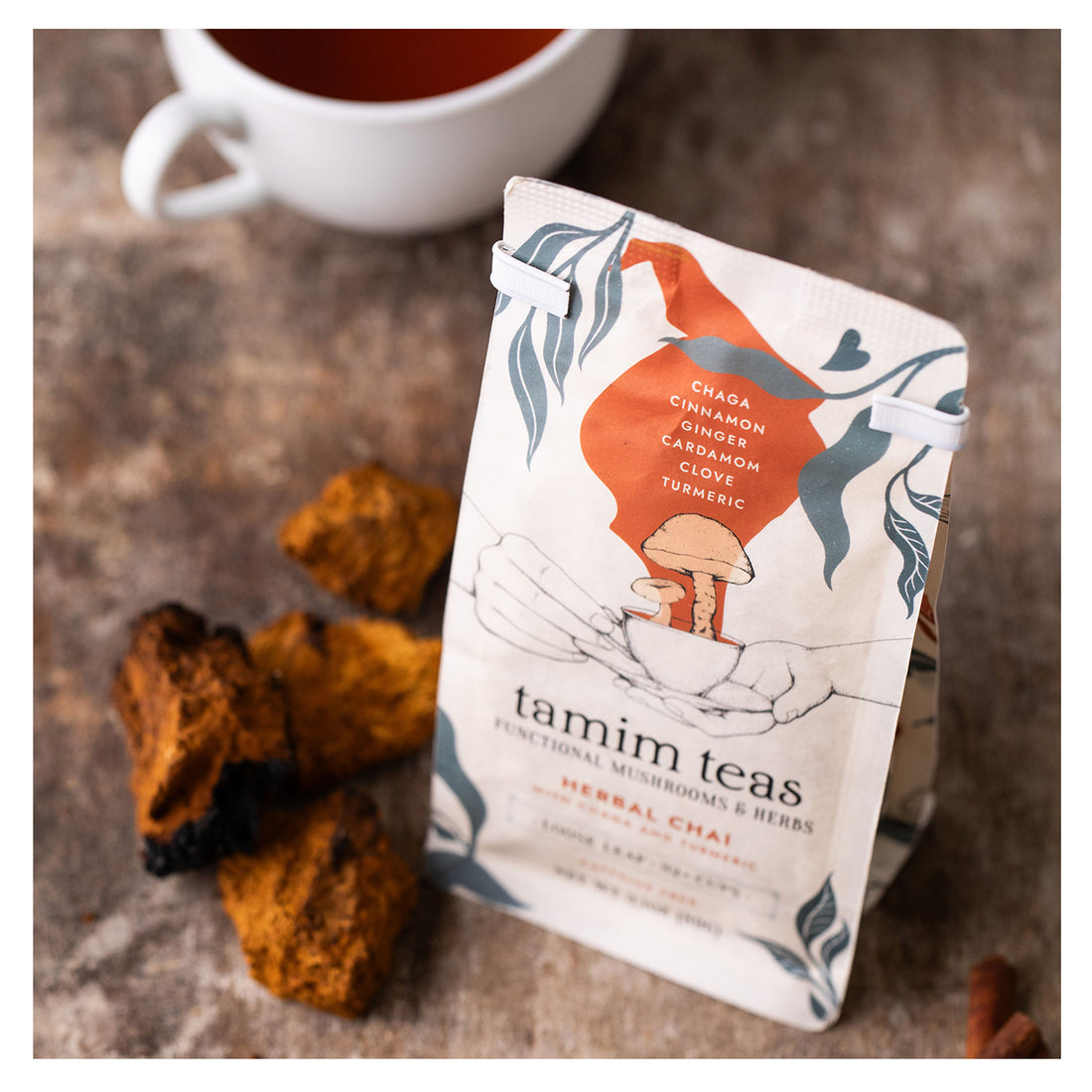 Herbal Chaga Chai | Decaf Chai with Chaga Mushroom & Turmeric – Tamim Teas